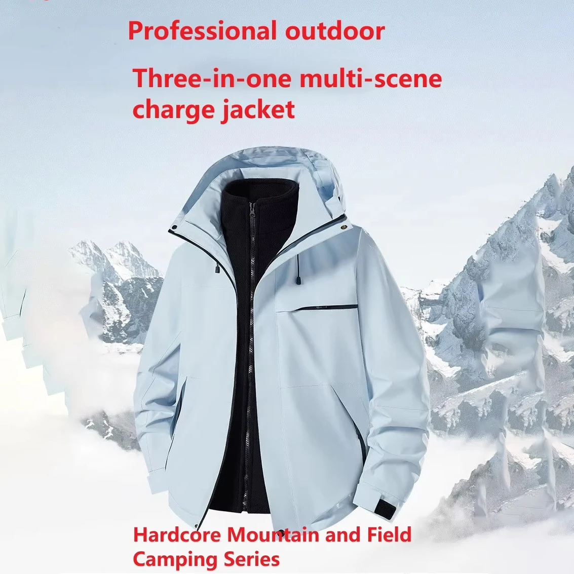 Hiking Jacket Waterproof Women Men 3 in 1 Two-Piece Detachable ...