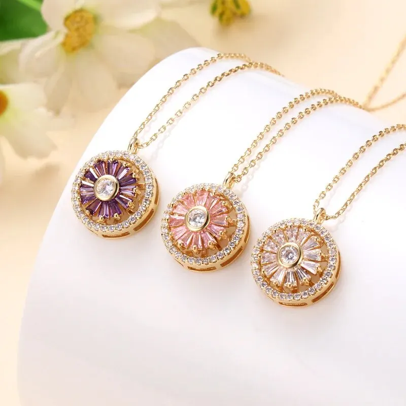 Live Broadcast Rotating Necklace Women Full Zirconia Time Rotating ...