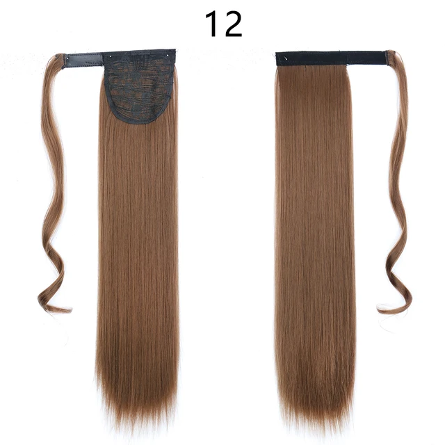 Synthetic 34 inch wavy / straight ponytail hair extensions