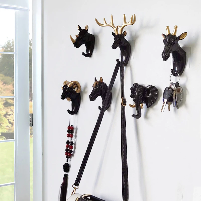 1pcs-Wall-Mounted-Animal-Head-Rack-Coat-Wall-Hanger-Horse-Elephant-Hook ...