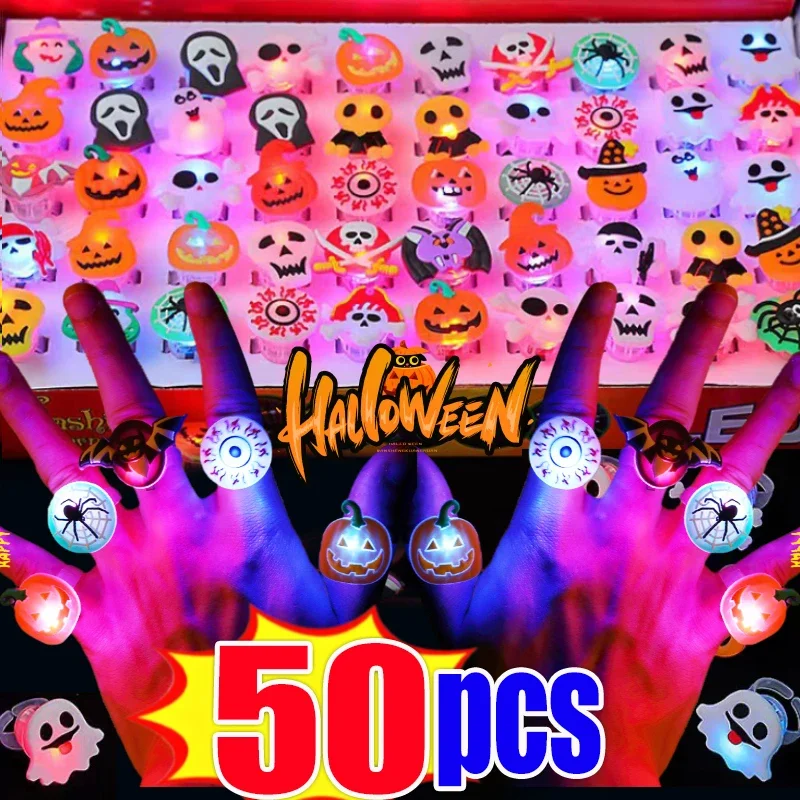 10-50Pcs-Halloween-Luminous-Rings-Creative-Pumpkin-Ghost-Eye-Ghost ...