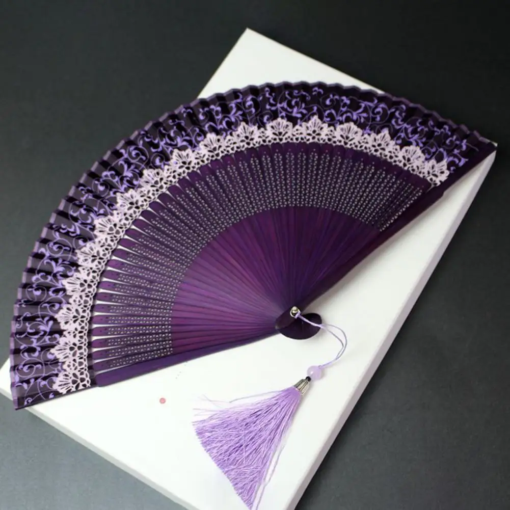 Handheld Fan Unique Lightweight with Tassel Pendant Folding Bamboo ...