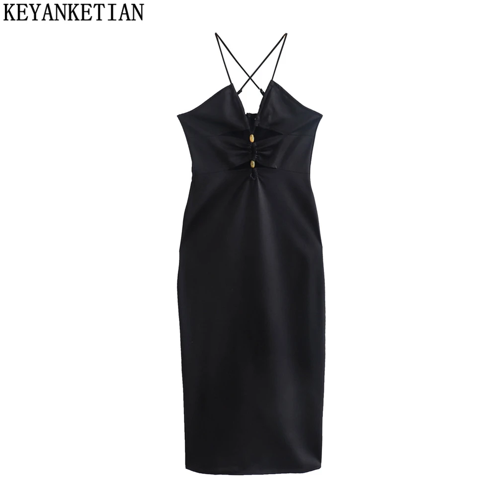 Keyanketian Ladies Beaded Decorative Hollow Lace Up Dress 2022 New ...