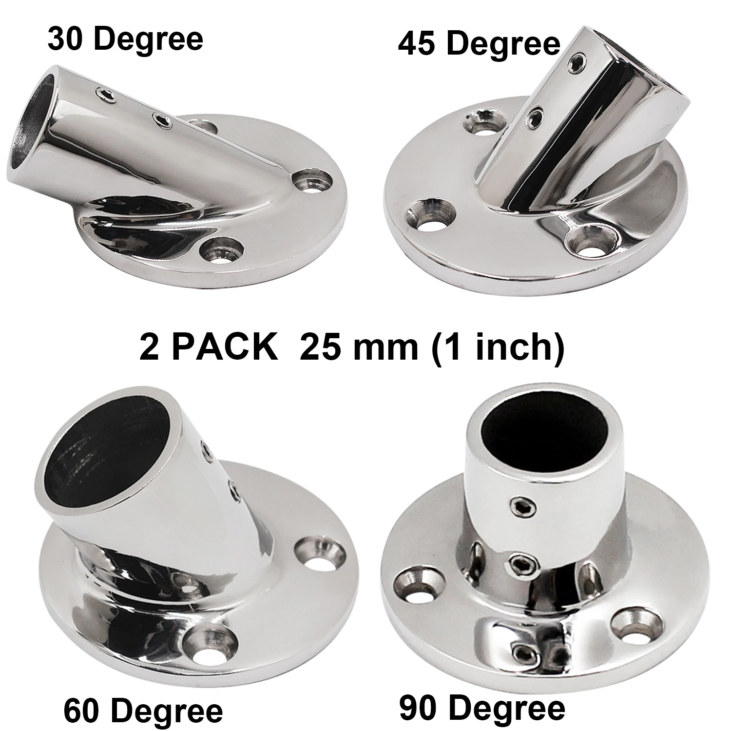 2-PCS-25mm-1-inch-Stainless-Steel-316-Marine-Boat-Handrail-Fitting-Tube ...