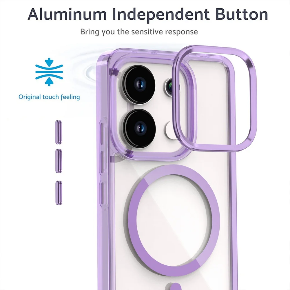 Powerful Magnetic Magsafe Ring Metal Lens Buttons Clear Case For Poco ...