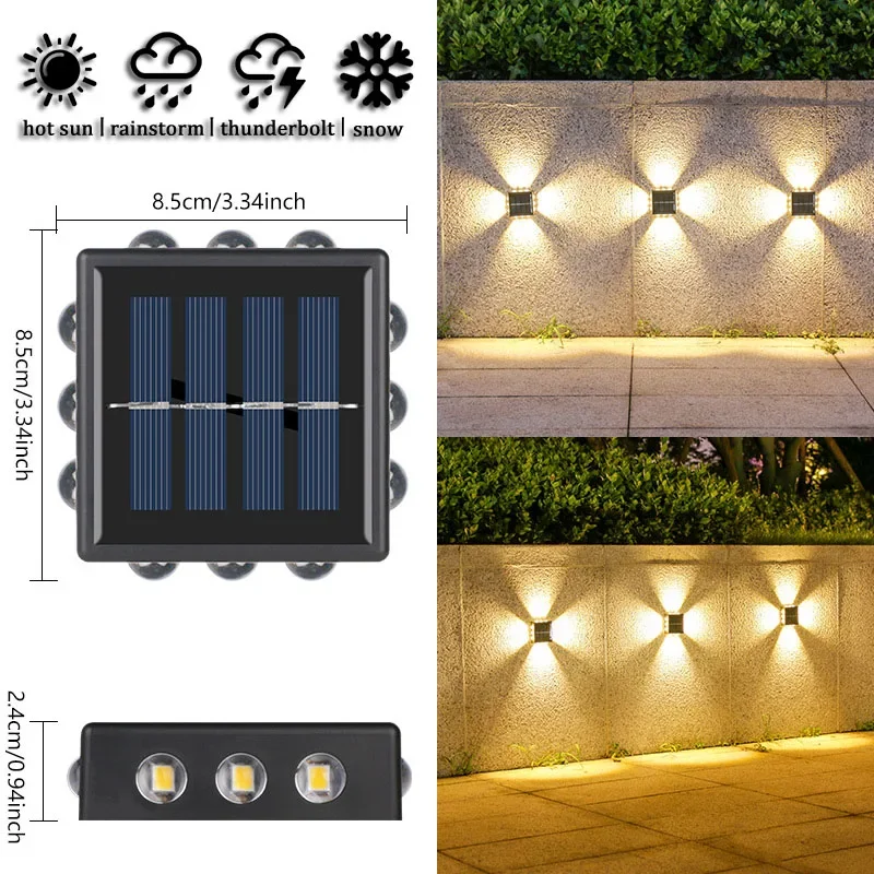 LED-Solar-Wall-Lamp-Four-Sides-Spotlight-Outdoor-Waterproof-Up-and-Down ...