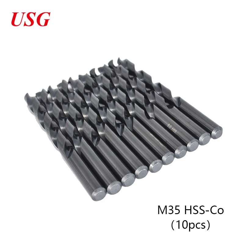 USG Straight Shank HSS M35 Cobalt 5% Fully Grinding Twist Drill Bits Special Metal Drill Bits ...