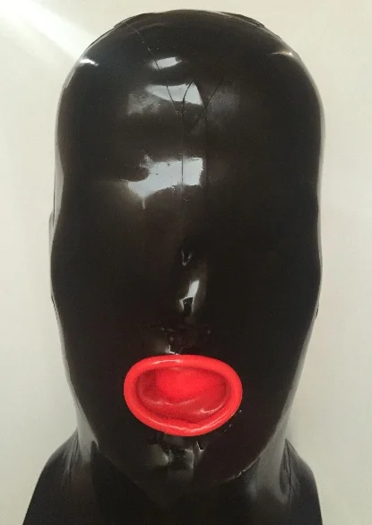 Latex-Rubber-Gummi-Hood-Black-and-Red-Cool-Maske-Party-Cosplay-Size-XS ...