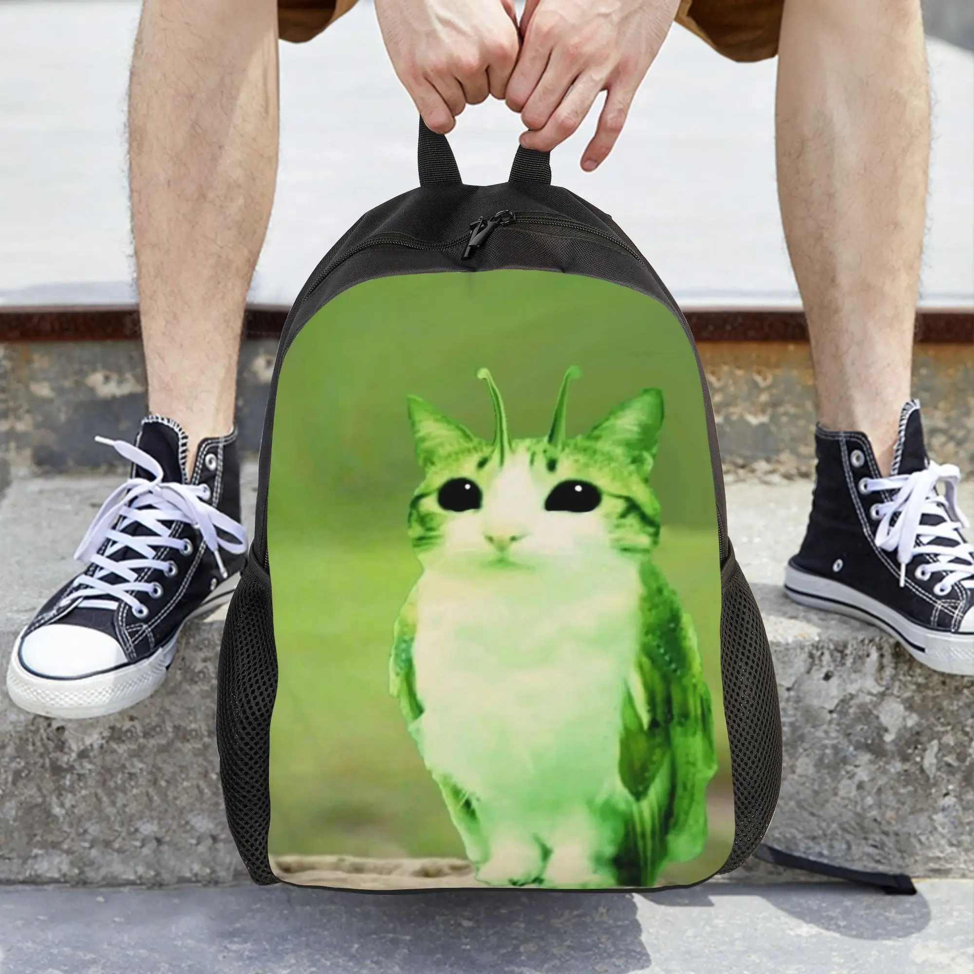 Owl Cat Meowl Alien Meme Brainrot Women Backpack Casual Children School ...