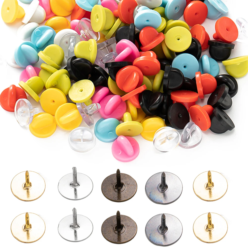 50pcs/Lot Rubber Pin Backs Butterfly Lapel Holder Clasp Cap Keeper for ...