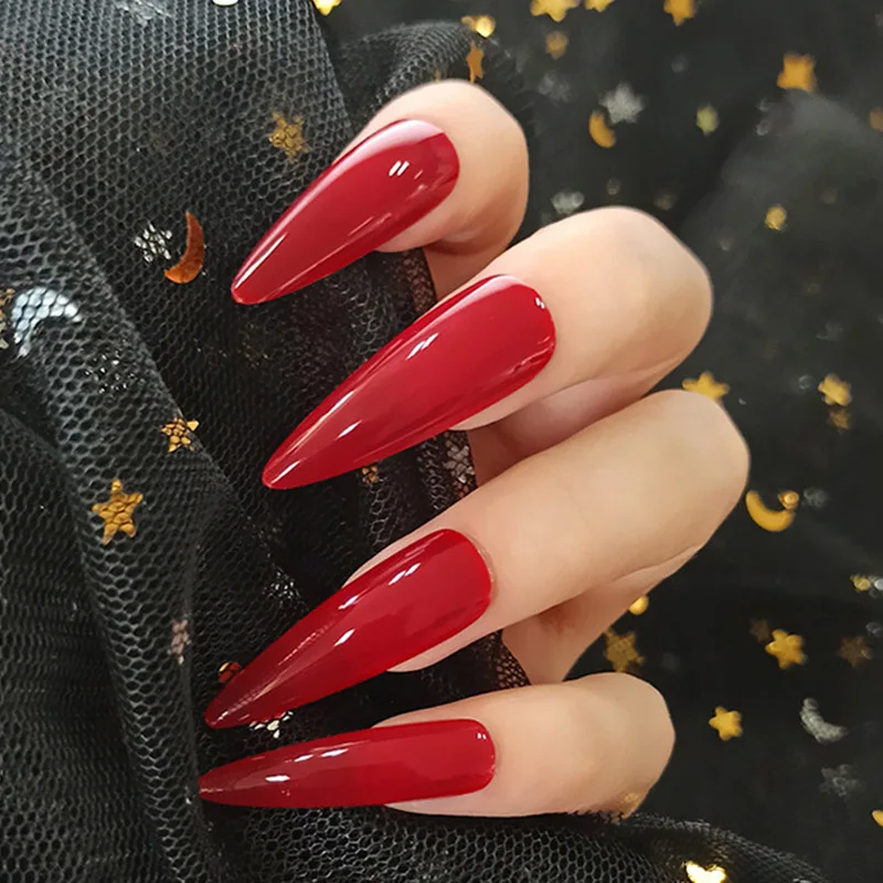 Red Pointy Nails Designs