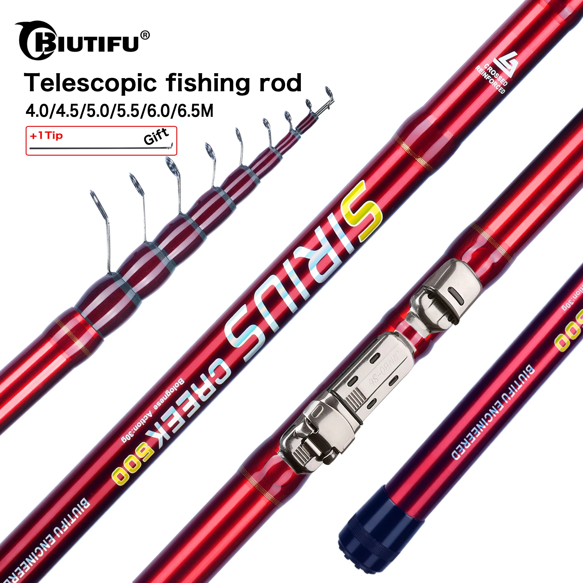 Biutifu Telescopic Fishing Rod 4/4.5/5/5.5/6/6.5m T800 Carbon Travel ...