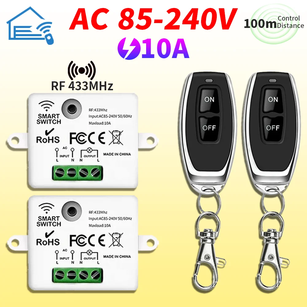 Wireless RF intelligent remote control switch module, 433MHz, 220V/110V ...
