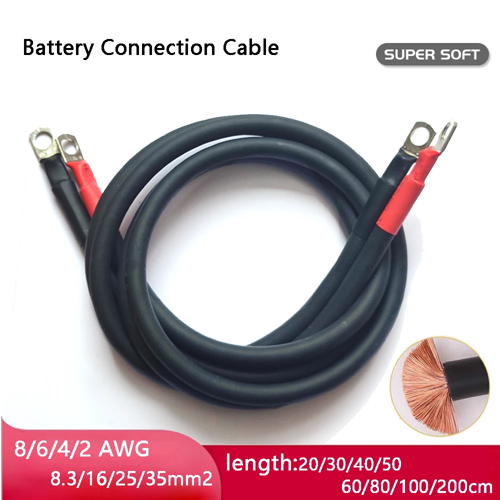 Câble de batterie souple 8 6 4 2AWG 10 16 25 35 mm2, connecteur de fil ...