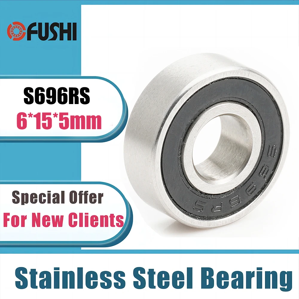 5PCS-S696RS-Bearing-6-15-5-mm-ABEC-7-440C-Stainless-Steel-S-696RS-Ball ...