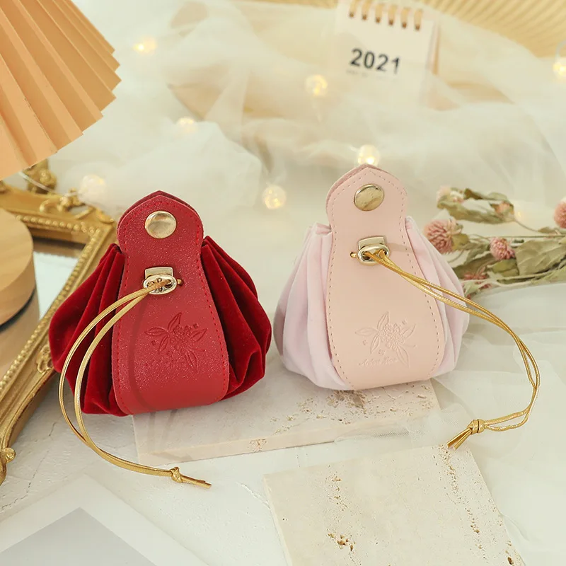 Shell Shape Drawstring Gifts Bag for Wedding Sweets Packaging Leather ...