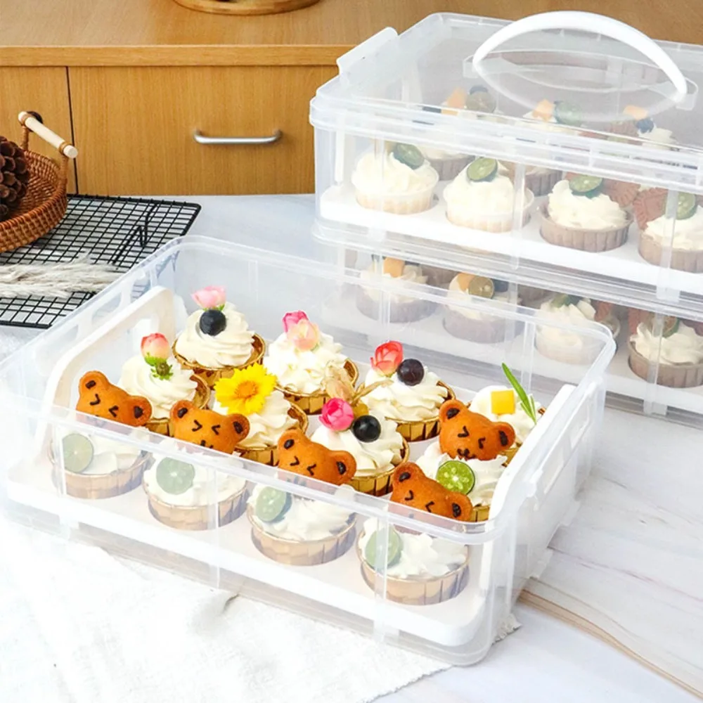 Rectangle-Cupcake-Carrier-with-Lid-and-Handle-Transparent-Cupcake ...