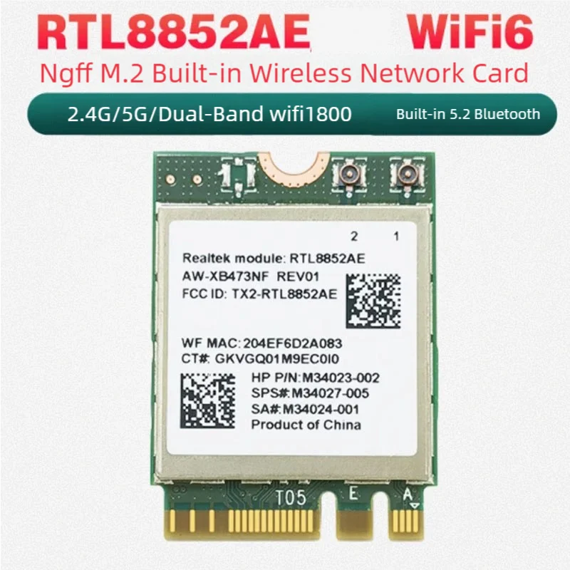 RTL8852AE WIFI6 MU-MIMO ネットワークカード 2.4G 5G 802.11AC/AX ワイヤレス WiFi モジュール ...