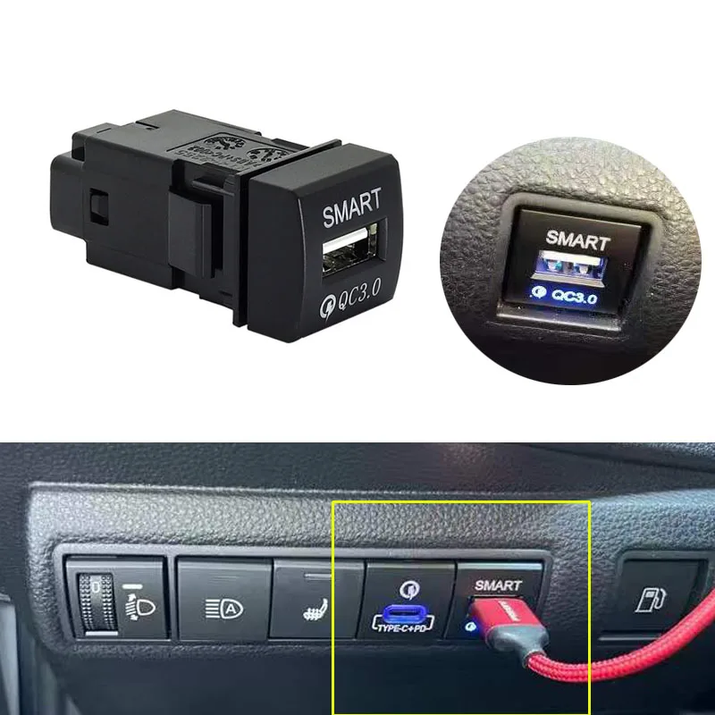 Carga Rápida Dual QC PD Interface USB soquete, carregador de carro ...