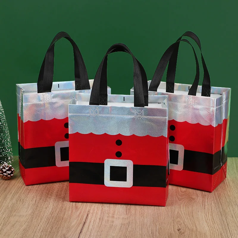 5/10Pcs Santa Claus Christmas Gift Bags With Handle Non-Woven Tote Bag ...