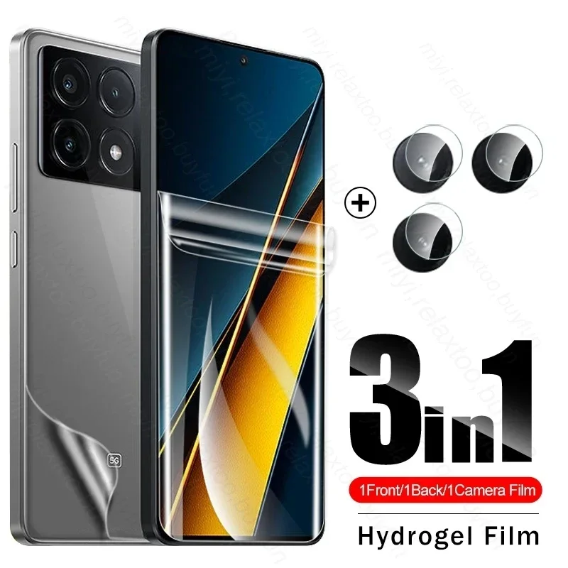 3IN1-Front-Back-Hydrogel-Film-For-Poco-X6-Pro-5G-Camera-Protective ...