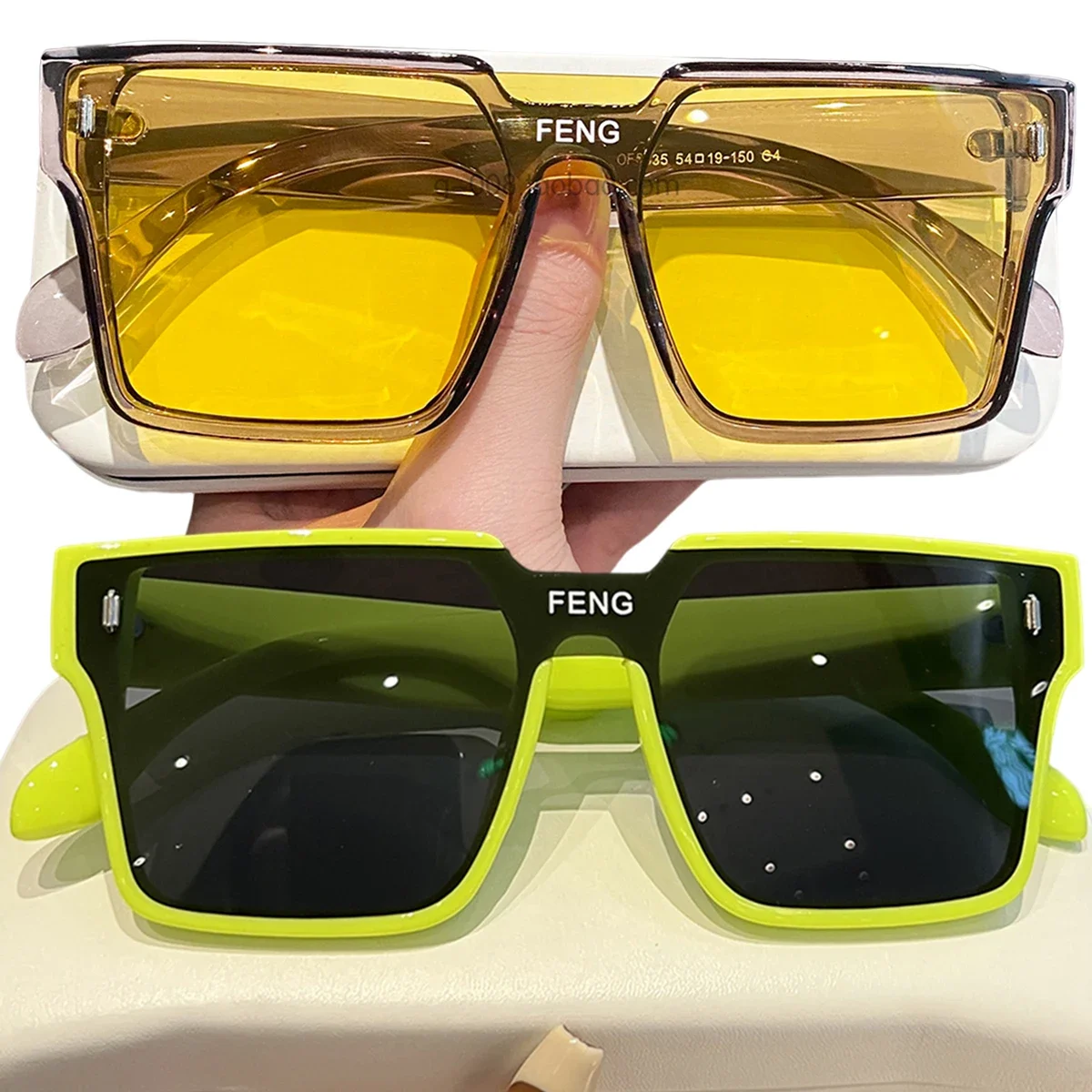 Fashion-Y2K-Oversized-Square-Sunglasses-Women-Retro-Mirror-Lens-One ...