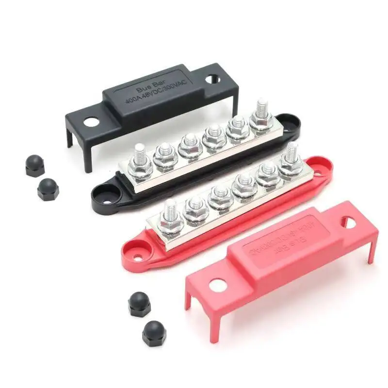 6-Way 400A Copper Busbar Automotive Power Distribution Block 5/16\" M8 ...