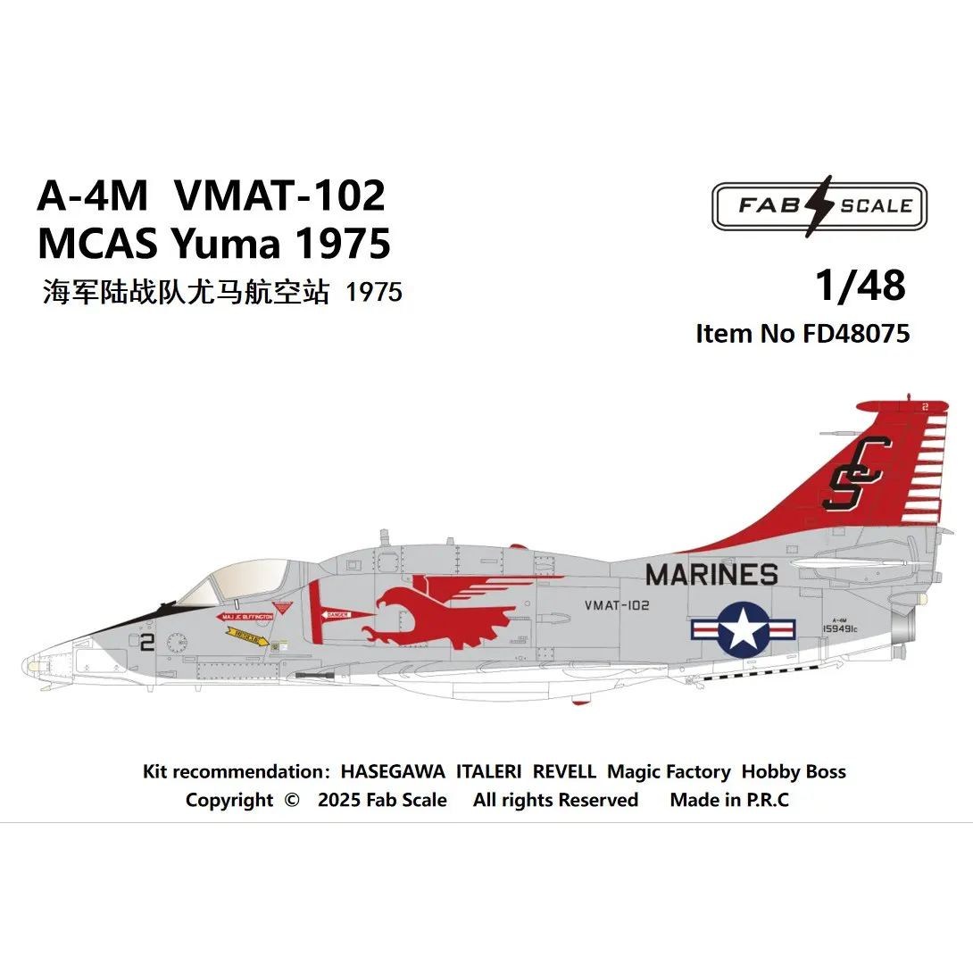 FabScale A-4M VMAT-102 MCAS Yuma 1975 Flexible Die-cut Decal for 1/48 ...