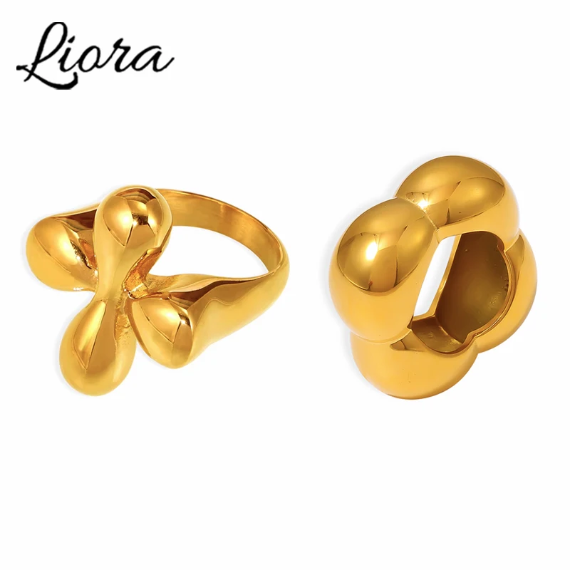 Liora High Quality Stainless Steel Flower Rings For Women PVD Gold ...