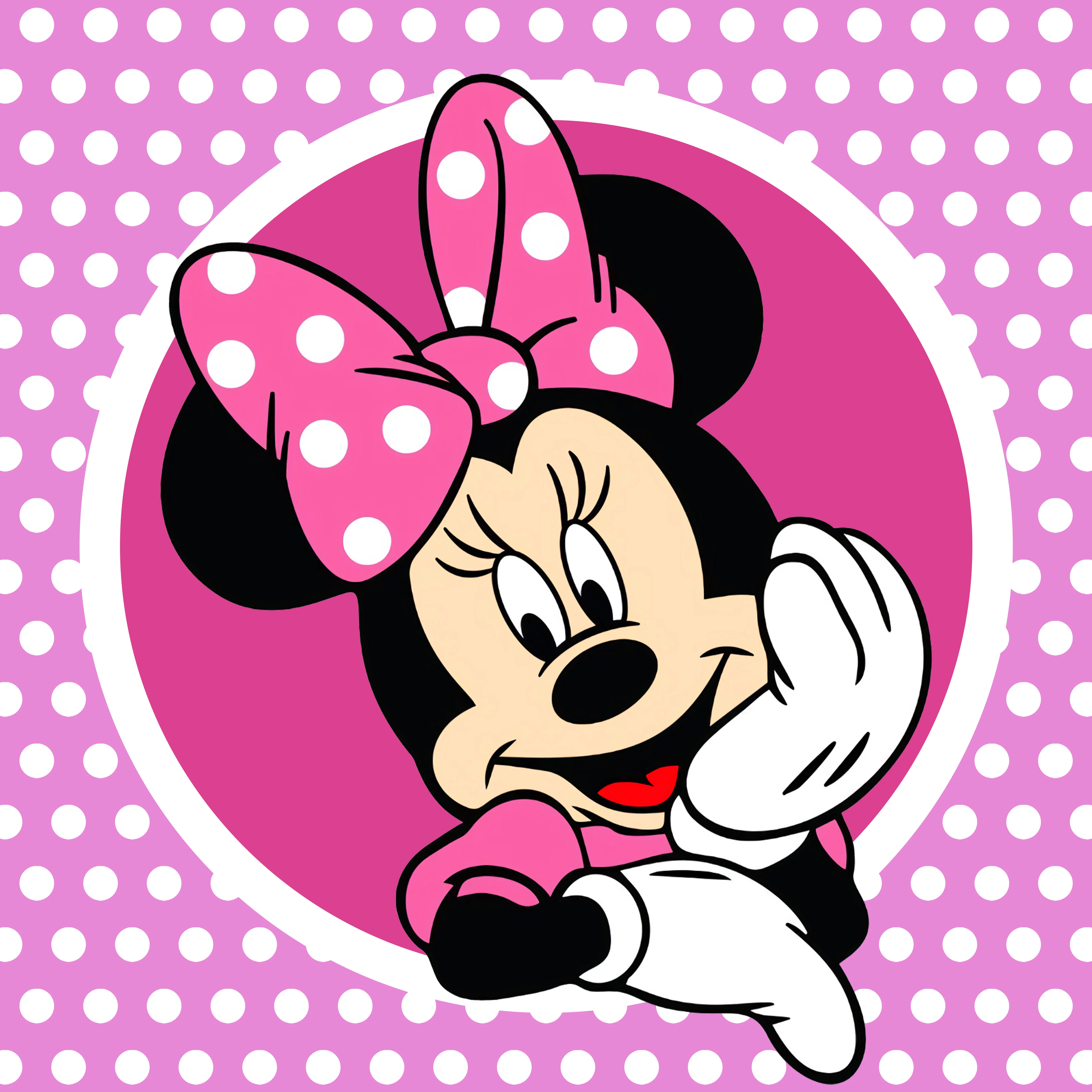 Minnie Mouse Head With Pink Polka Dot Bow