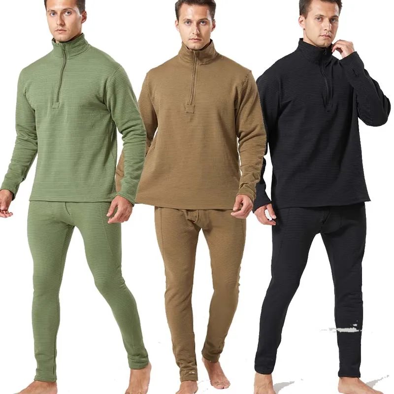 Tactical-Thermal-Underwear-1-4-Zip-Collar-Shirts-Men-Fleece-Outdoor-Sports-Suits-Breathable ...