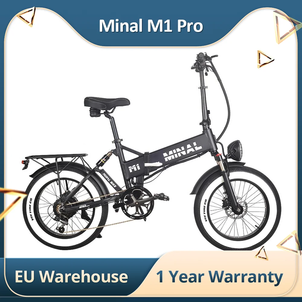 Minal M1 Pro Electric Bike Foldable E-bike 20*4.0 Fat Tires 48V 12.8Ah ...