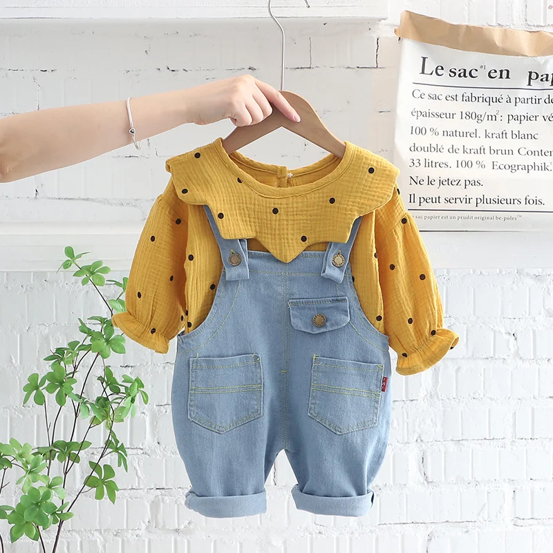 Autumn-Denim-Kids-Clothes-Set-Girls-Dots-Shirt-Overall-Suit-Children ...