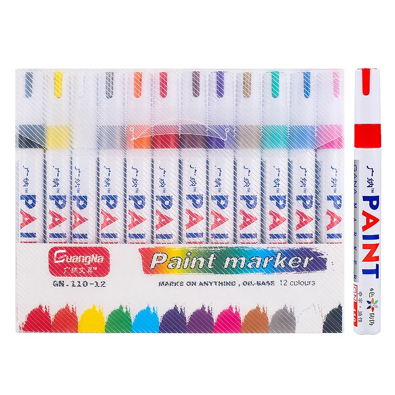 12-Colors-Oil-Based-Permanent-Marker-Pens-White-Waterproof-Paint ...