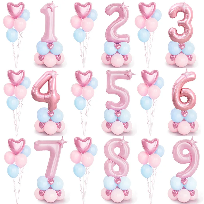 22pcs-40inch-Pink-Number-Foil-Balloons-Birthday-Party-Decor-Kids-Girl-1 ...