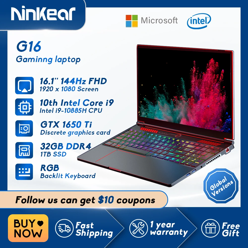Ninkear G16 Gaming Laptop 16-inch Intel Core I9-10885h Nvidia Gtx1650ti ...