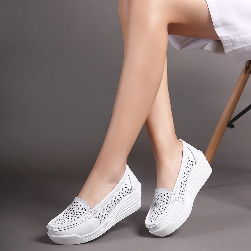 Light Flat Shoes Women Platform Ladies Shoes Woman White Nursing Shoes ...