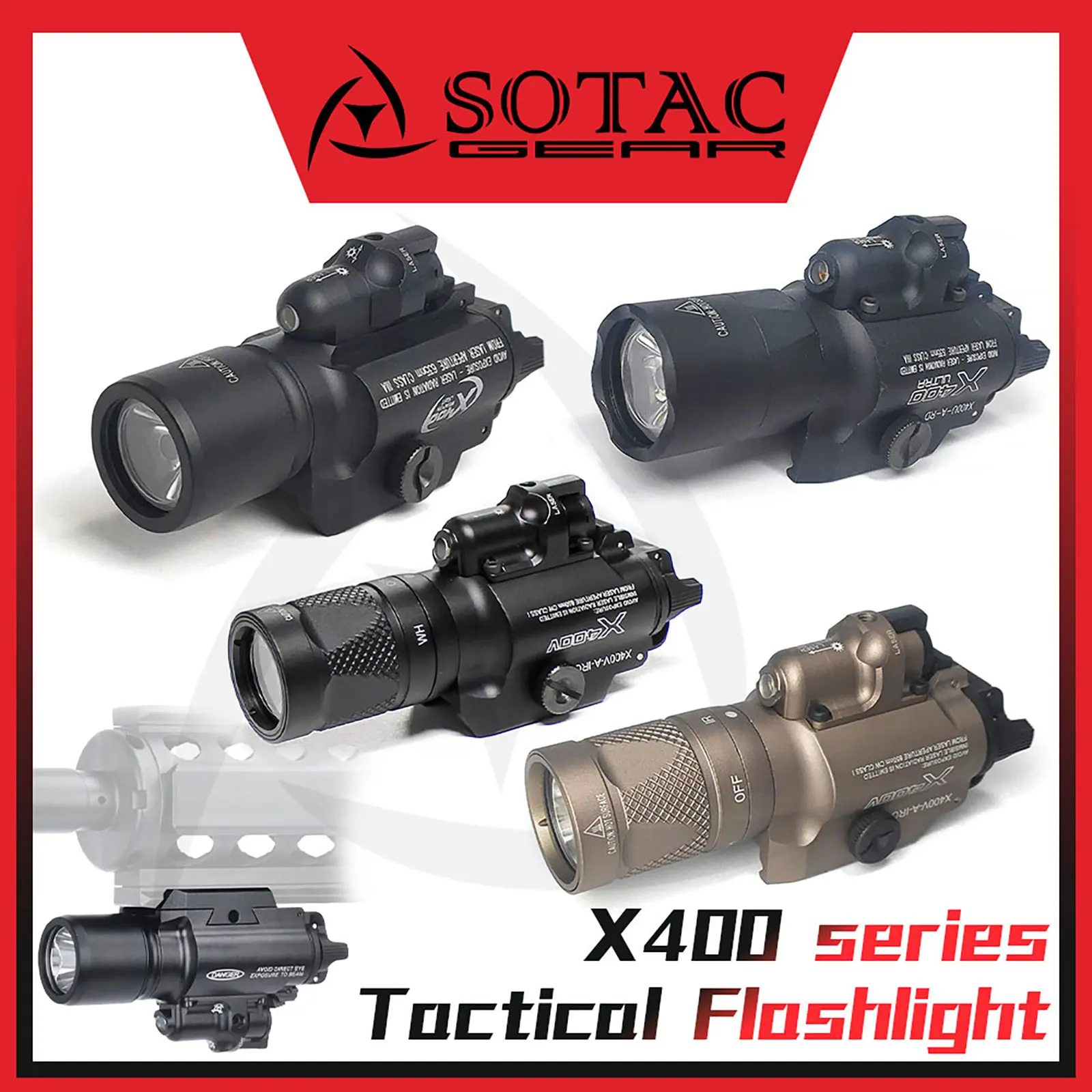 SOTAC GEAR Metal X400 X400U X400V IR Scout Light LED & Red La-ser ...