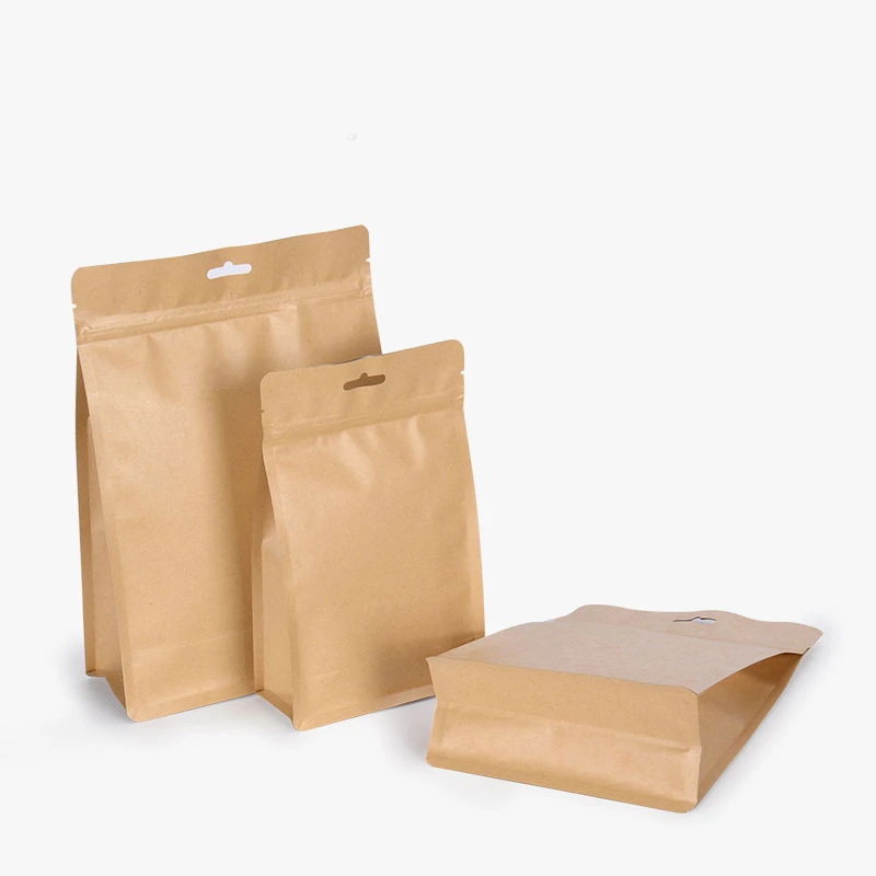 10pcs-Kraft-Brown-Zip-Lock-Stand-Up-Bag-Pouches-Hang-hole-For-Tea ...