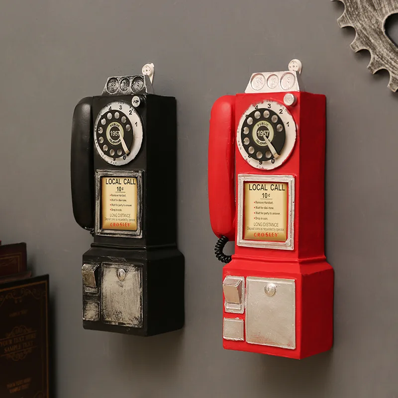 Y Vintage Resin Rotary Telephone Wall Decor - Retro Tabletop Hanging ...