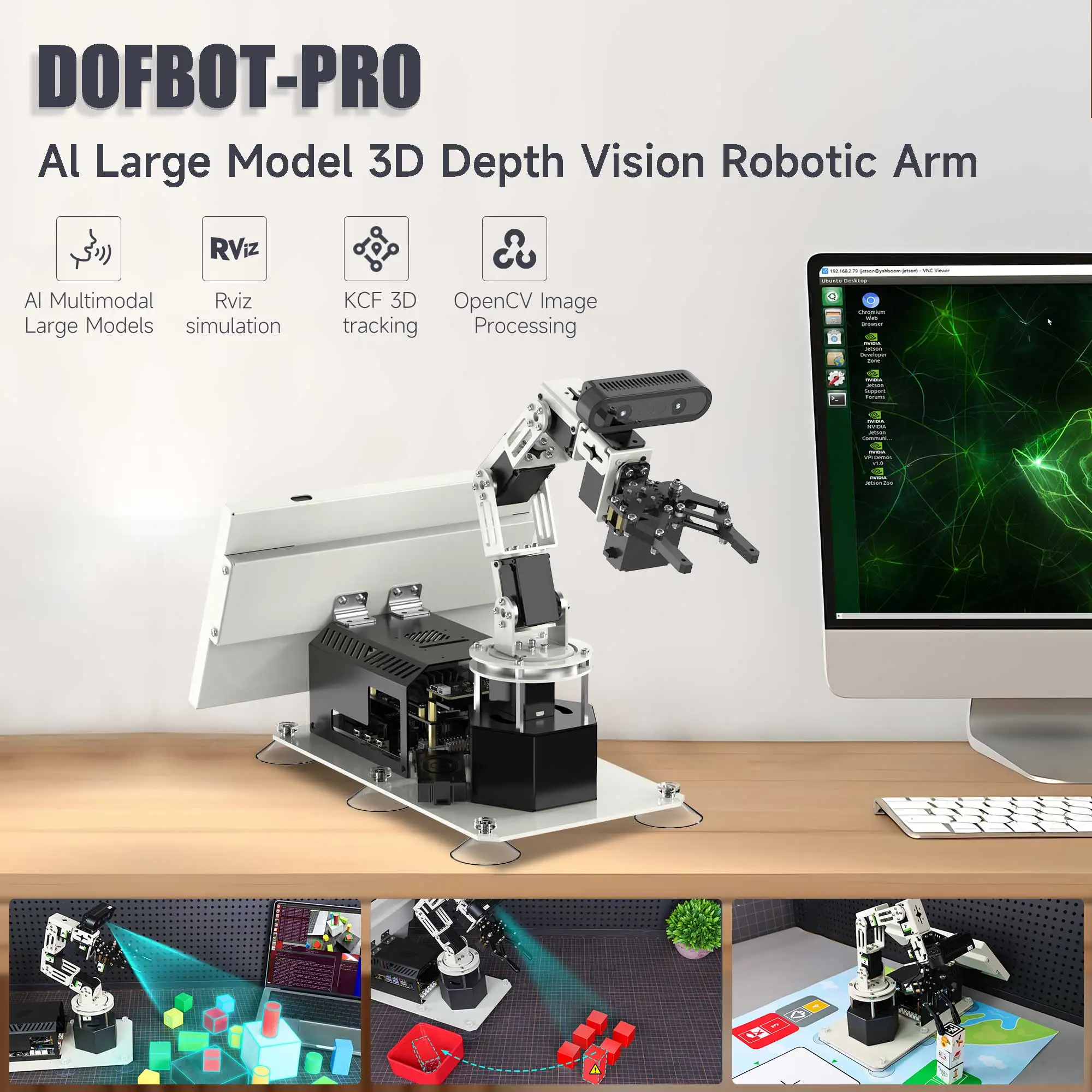 Yahboom DOFBOT PRO Robotic Arm AI Large Model ROS Open Source Support ...