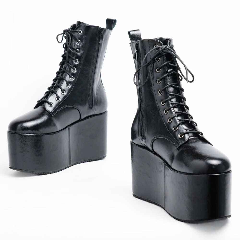 Goth Rave Lace Ankle Boot 10CM High Heel Platform Funky Punk Shoes ...