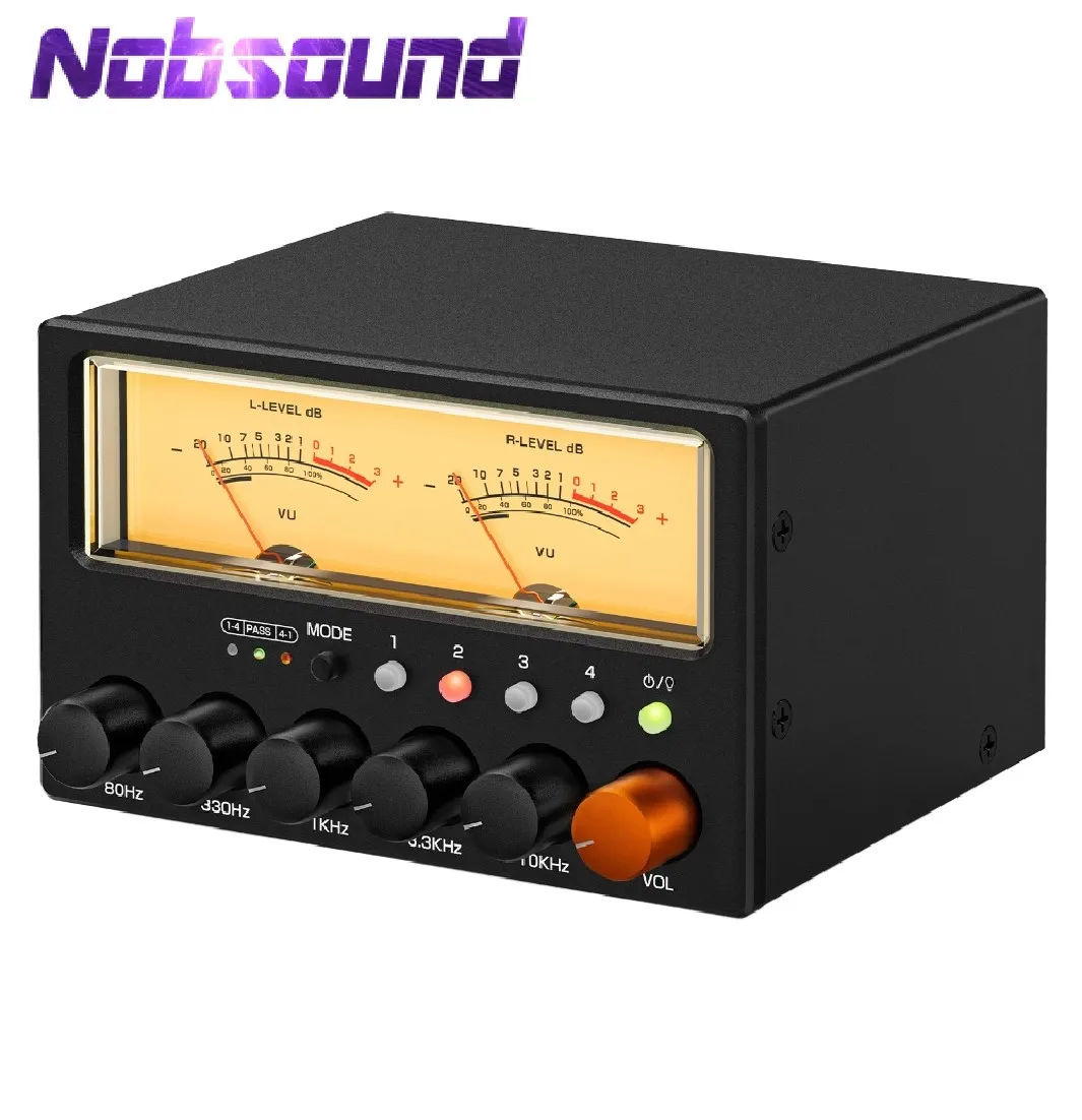 Nobsound D5 스테레오 5밴드 EQ 프리앰프 이퀄라이저 1-IN-4-OUT / 4-IN-1-OUT 오디오 선택기(레트로 ...