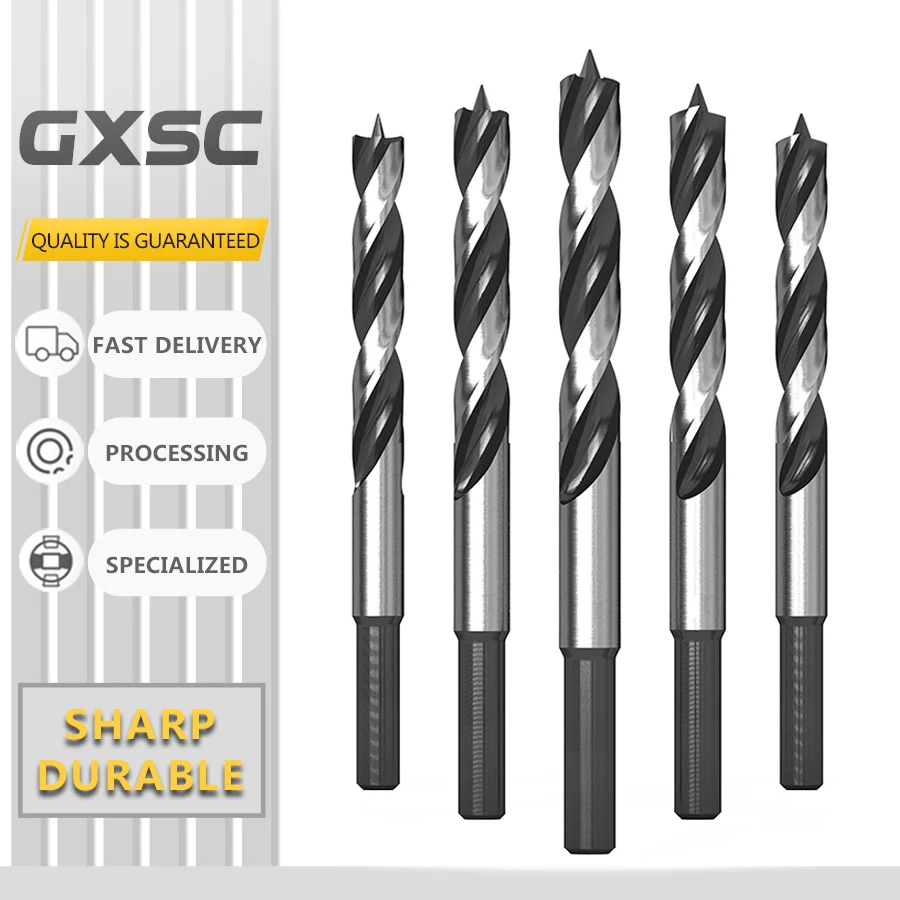 Three-pointed-Woodworking-Straight-Handle-Twist-Bit-Hardwood-Wood-Board ...