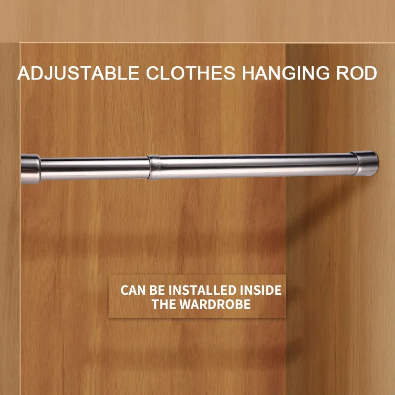Wardrobe Hanging Rod Stainless Steel Telescopic Thickened Hanging ...