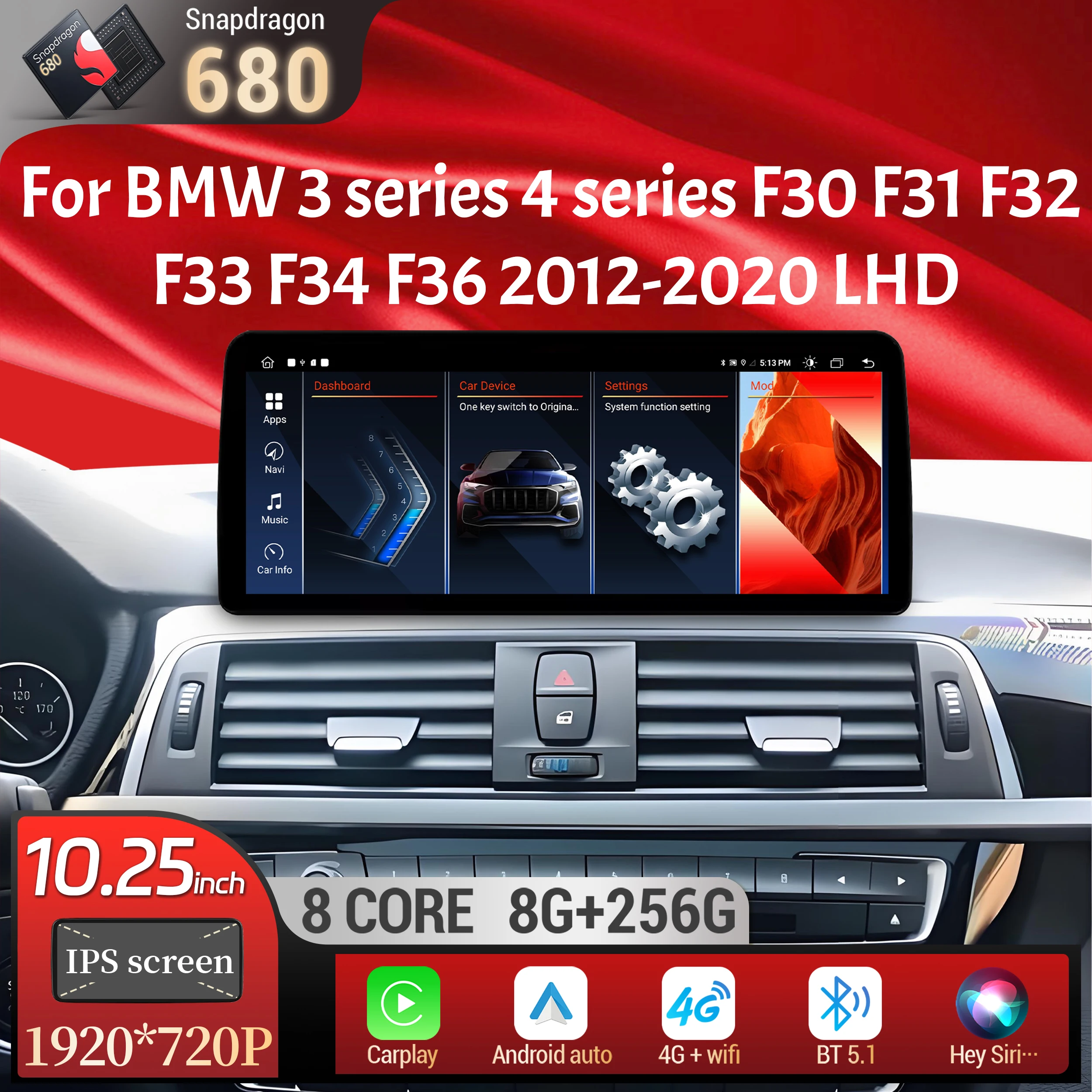 10.25 inch LHD Android 13 For BMW 3 series 4 series F30 F31 F32 F33 F34 ...