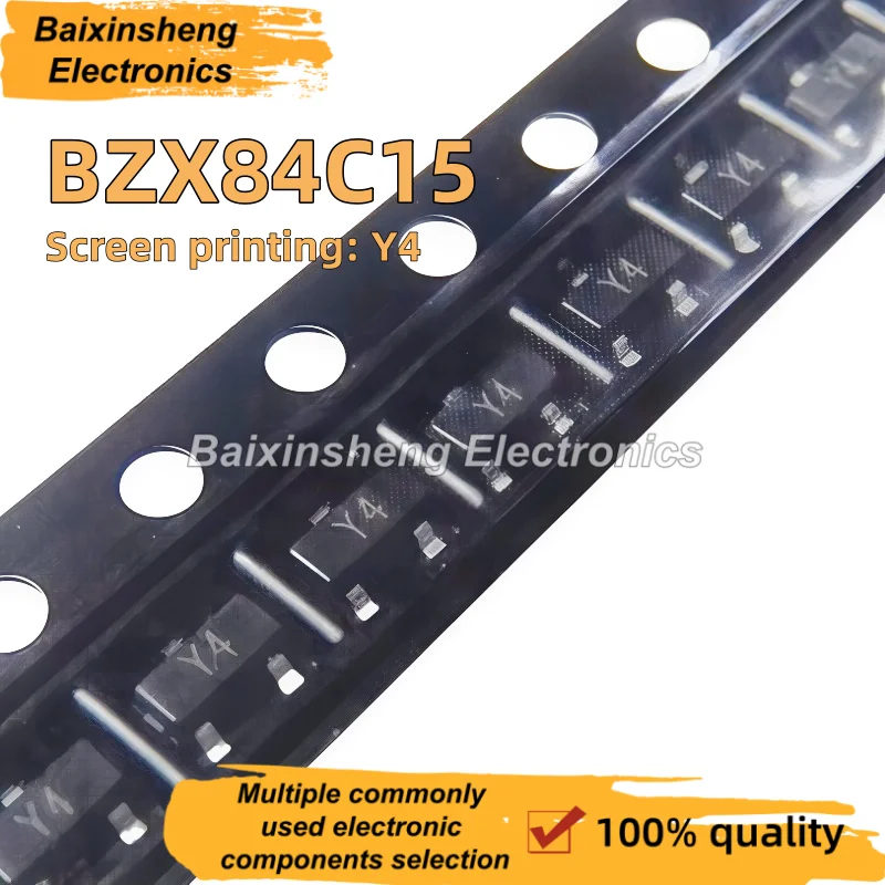100PCS BZX84C15 SOT-23 Screen printing: Y4 Surface mount transistor ...
