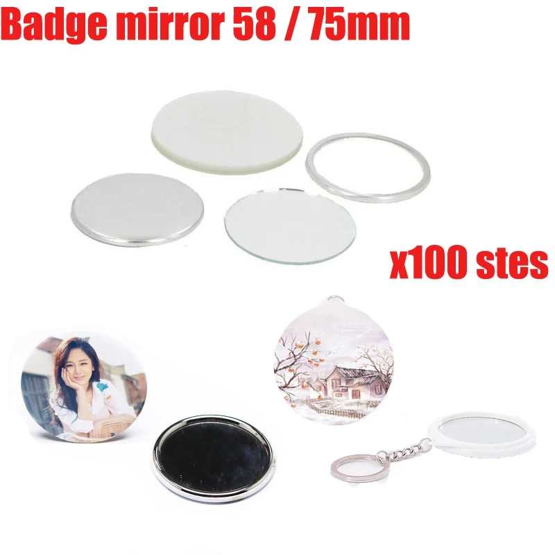 2022-new-100-sets-58-75mm-mirror-portable-mirror-badge-button-supply ...