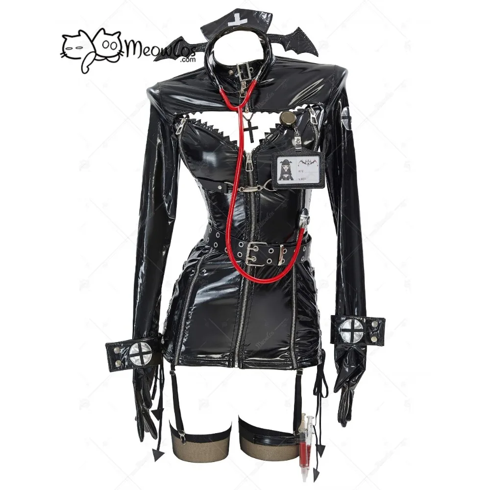 MEOWCOS-Women-Gothic-Sexy-Nurse-Uniform-Black-Dress-and-Headband-with ...