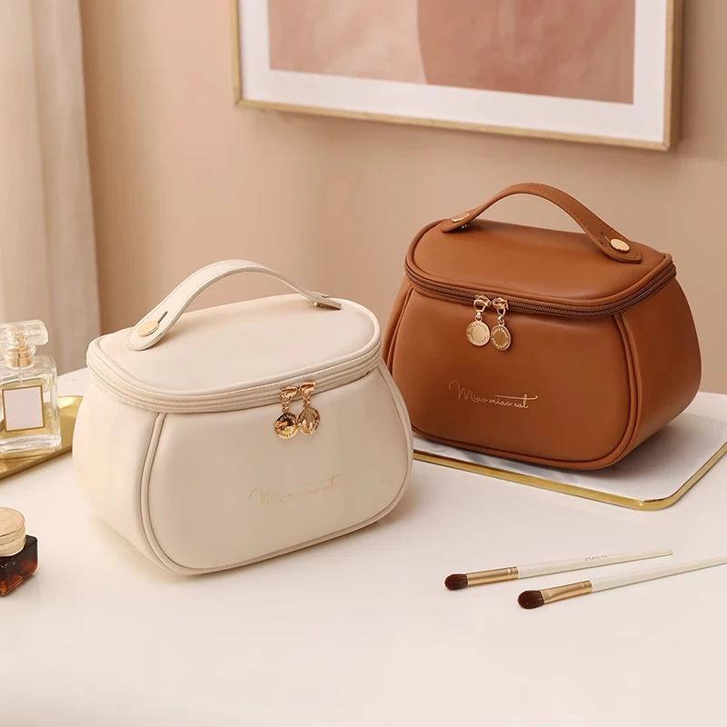 Portable PU Makeup Bag Large Waterproof Cosmetic Pouch Travel Make Up ...